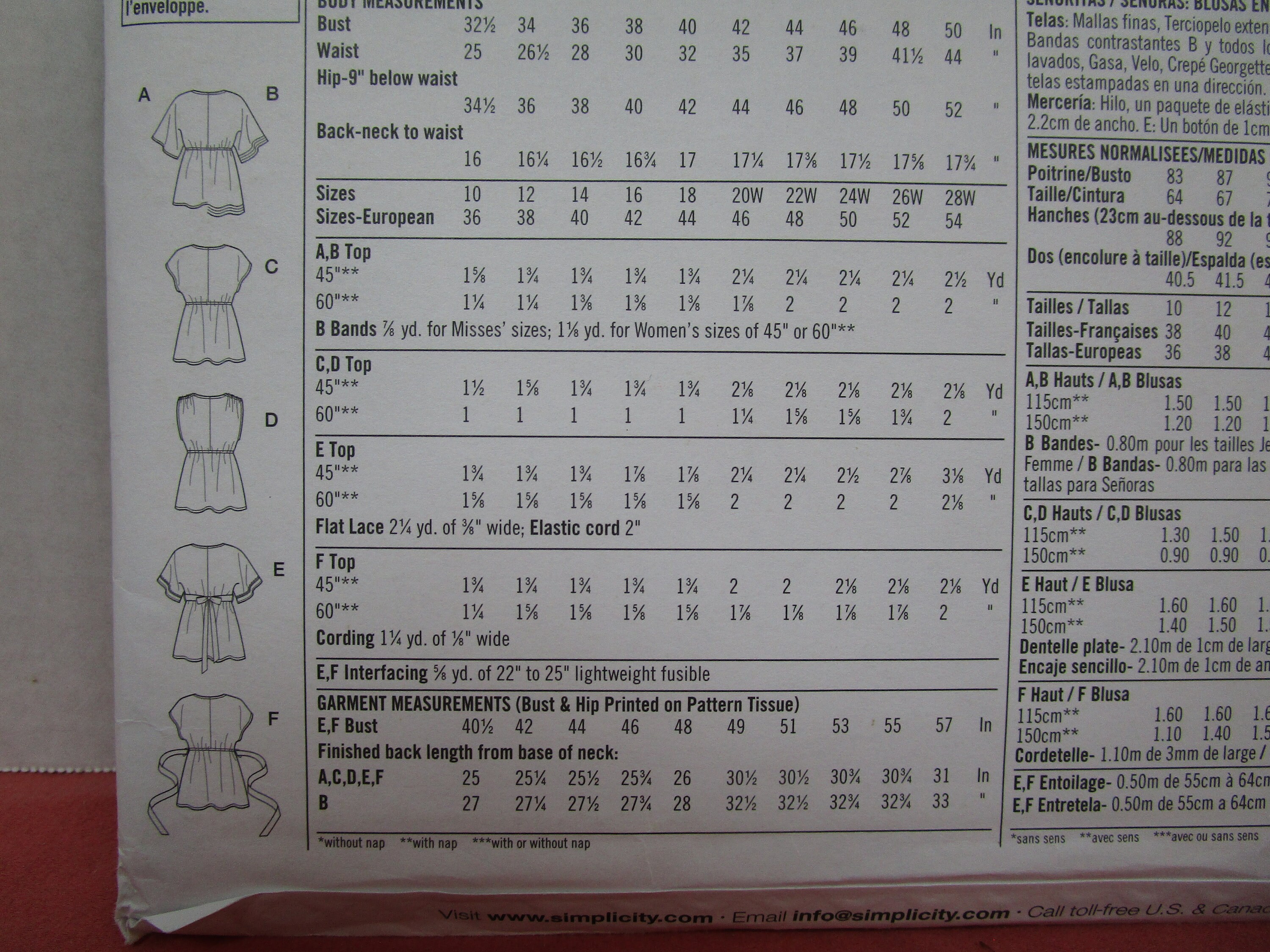 Womens Tops, Knit or Woven Fabric, Sizes 20W, 22W, 24W, 26W, 28W, Uncut ...