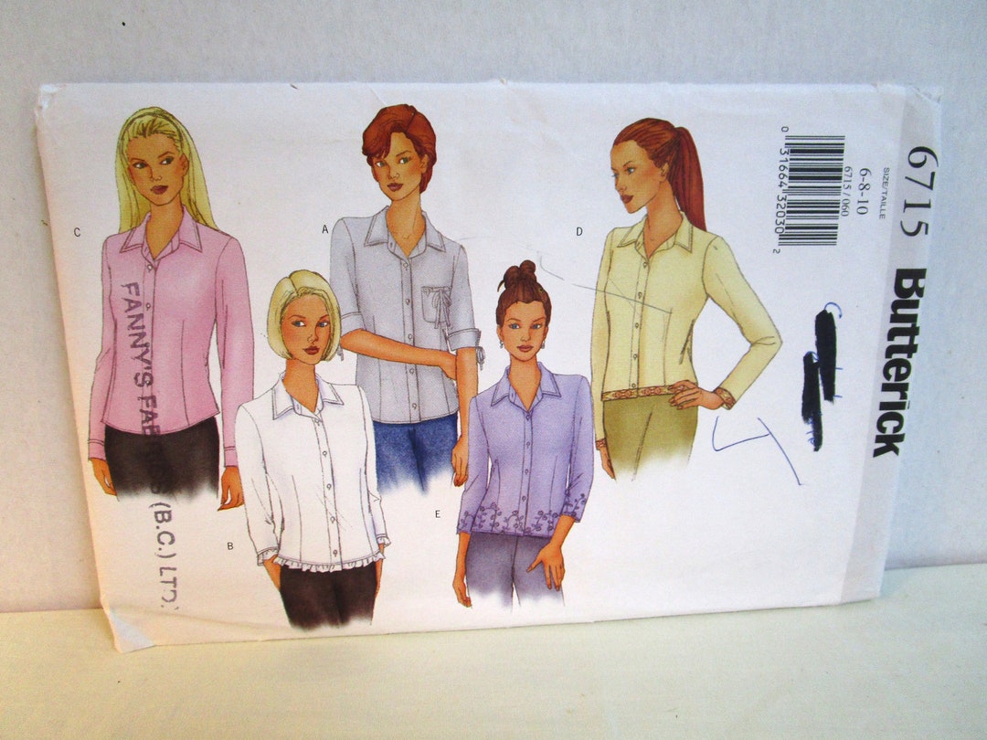 Womens Loose Fitting Blouse With Variations, Size 6, 8, 10 Uncut ...