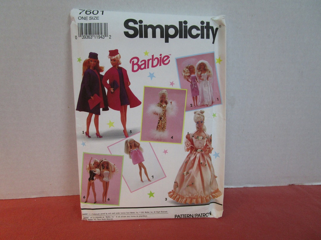 Barbie Doll Clothes, Fashion Doll Wardrobe, Uncut, Simplicity 7601 ...