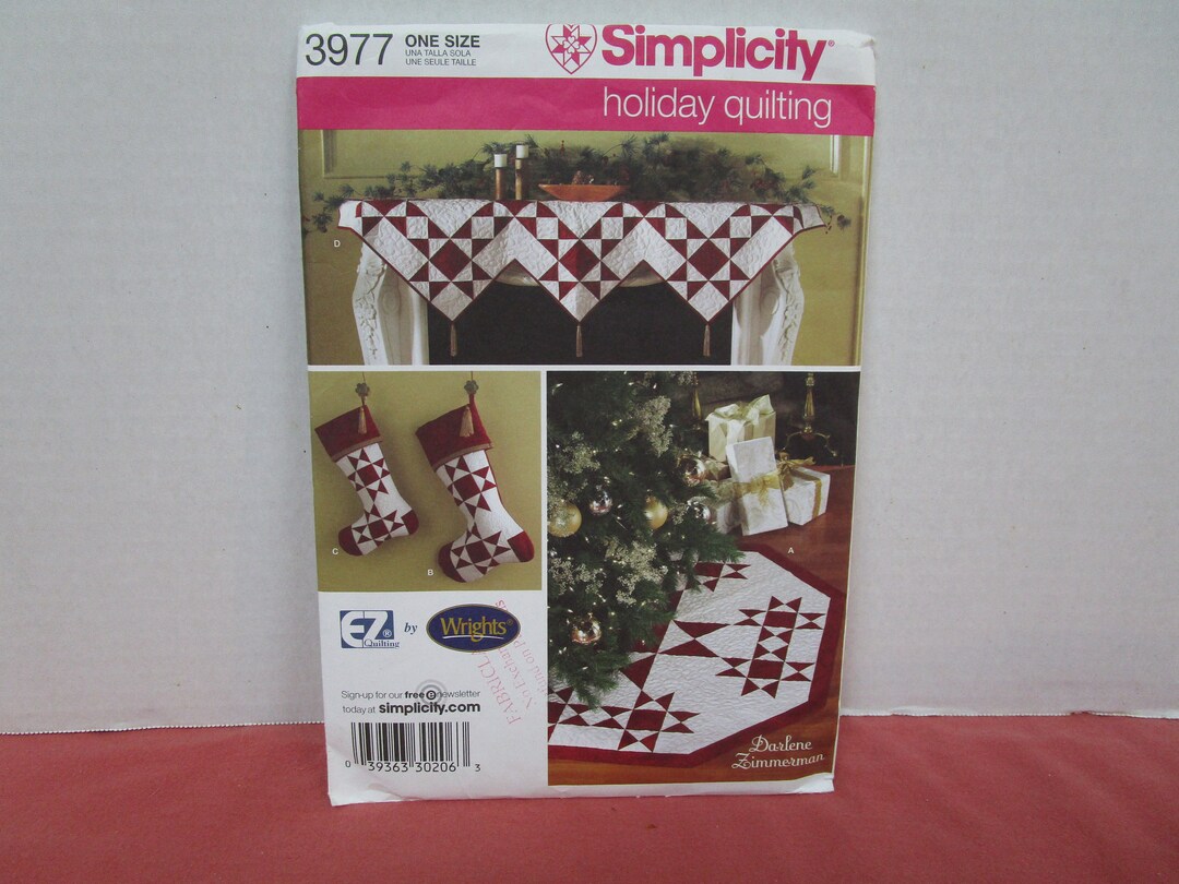 Christmas Patchwork Quilted Decor Patterns, Tree Skirt, Mantle Scarf, Stockings 19 and 16, Uncut ...