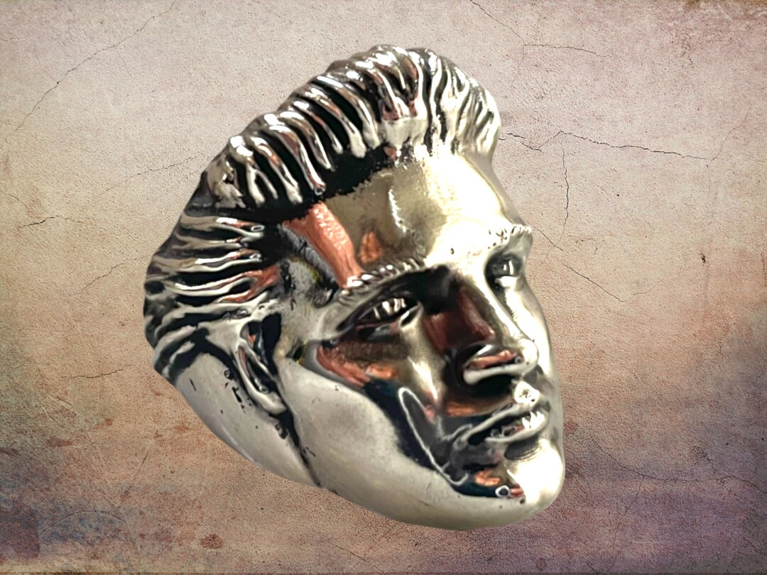 Elvis Presley RING Sculpted Face White Bronze - Made in Italy Jewel ...