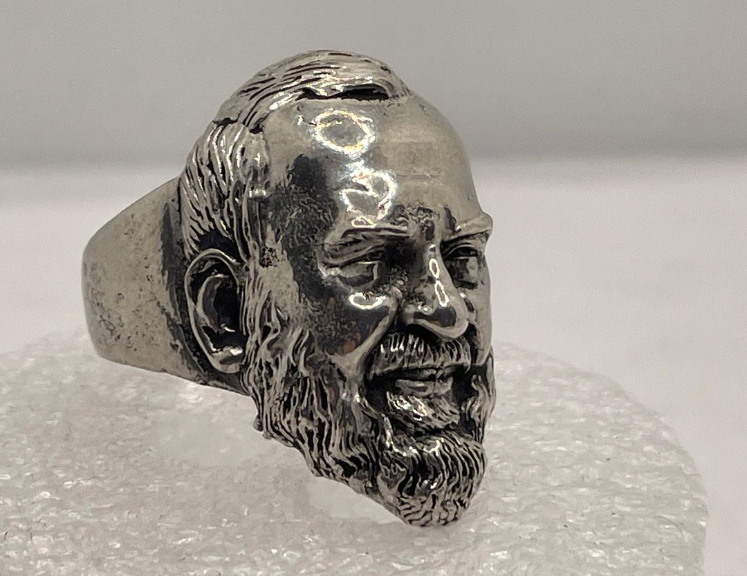 RING Padre Pio Father Pius Face Sculpted 925 Silver Jewel Made in Italy ...