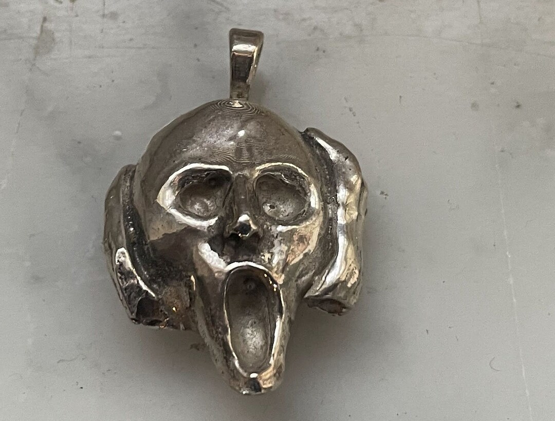 PENDANT Munch the Scream Sculpted Face Charm Sterling Silver 925 - Etsy
