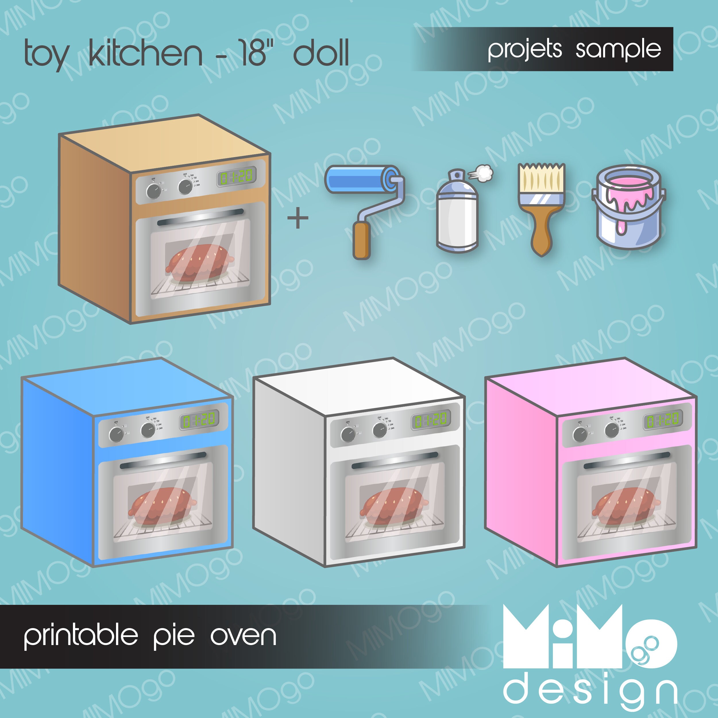 Oven pie Version Kitchen Printable Toy for 18' Dolls DIGITAL DOWNLOAD ...