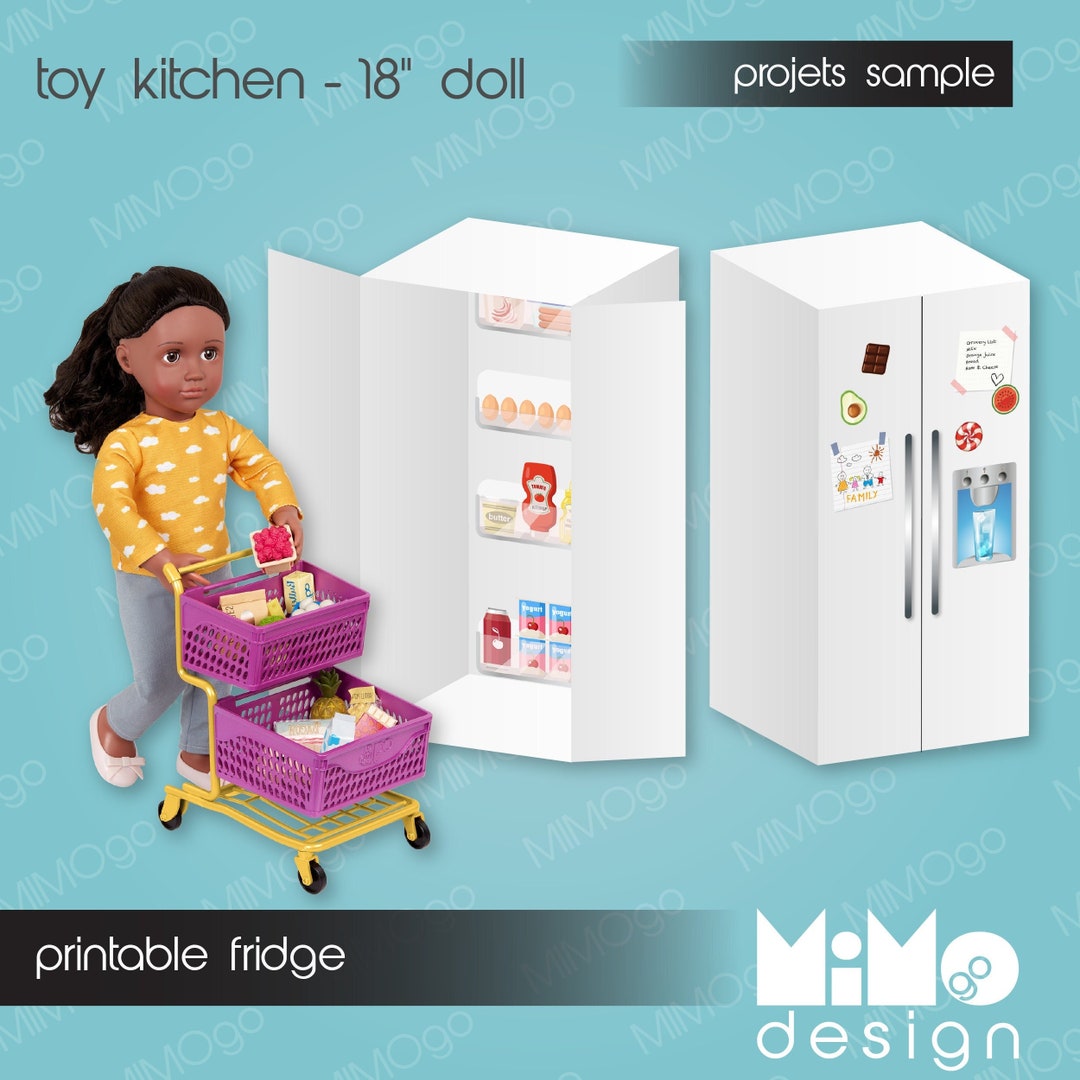 Fridge Kitchen Printable Toy for 18 Dolls DIGITAL - Etsy