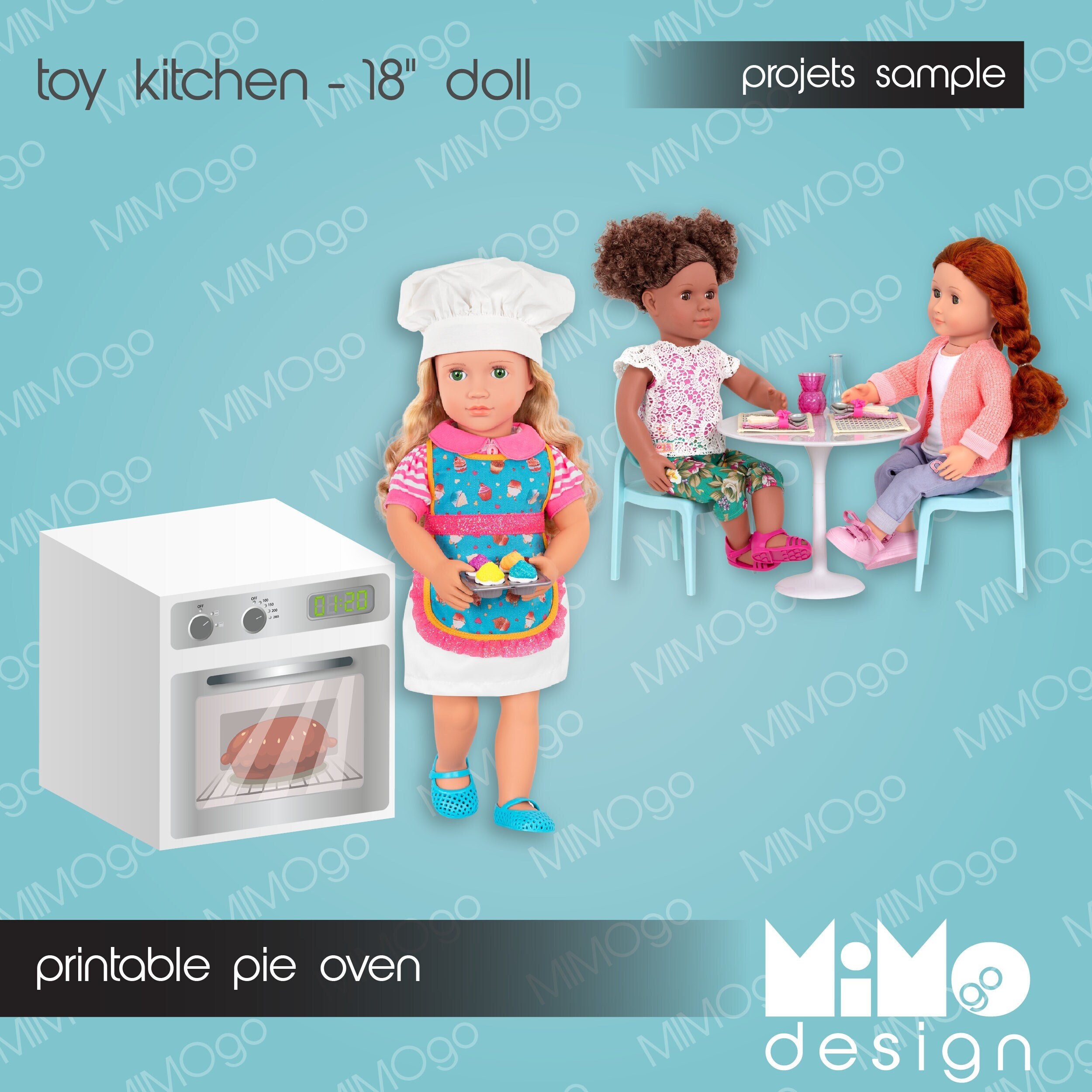 Oven pie Version Kitchen Printable Toy for 18' Dolls DIGITAL DOWNLOAD ...