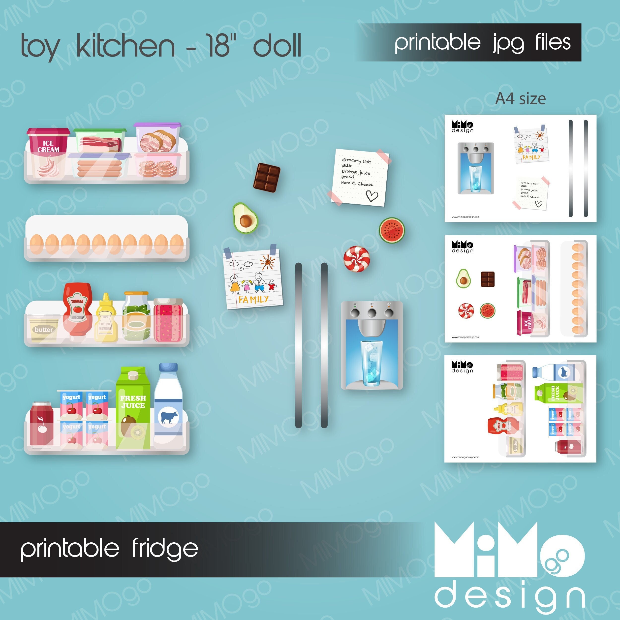 Fridge Kitchen Printable Toy for 18 Dolls DIGITAL - Etsy