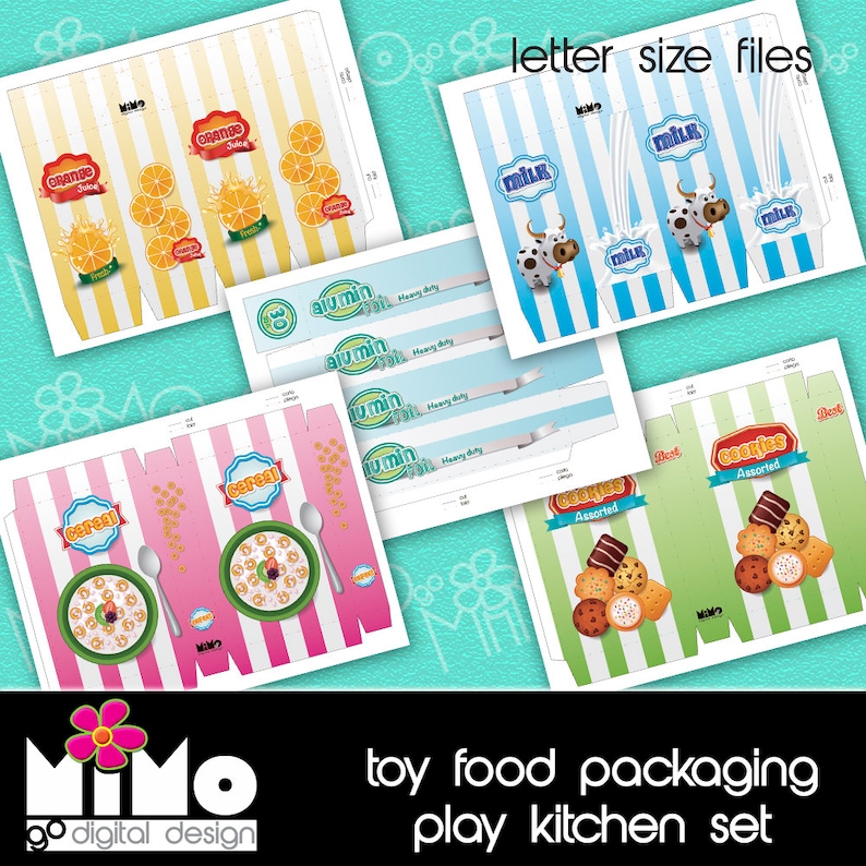 Toy Food Packaging Set Printable DIGITAL DOWNLOAD JPEG Files Letter ...