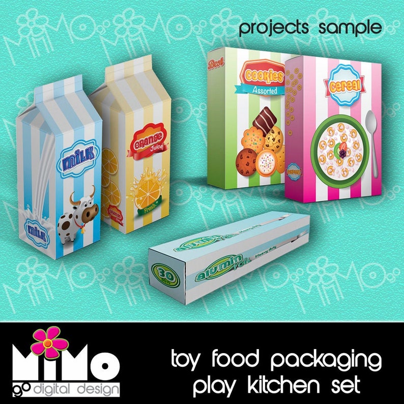 Toy Food Packaging Set Printable DIGITAL DOWNLOAD JPEG Files Letter ...