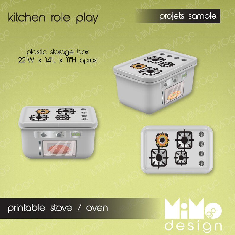 Kitchen Printable Toy Pretend Play With Individual Burners and Oven ...