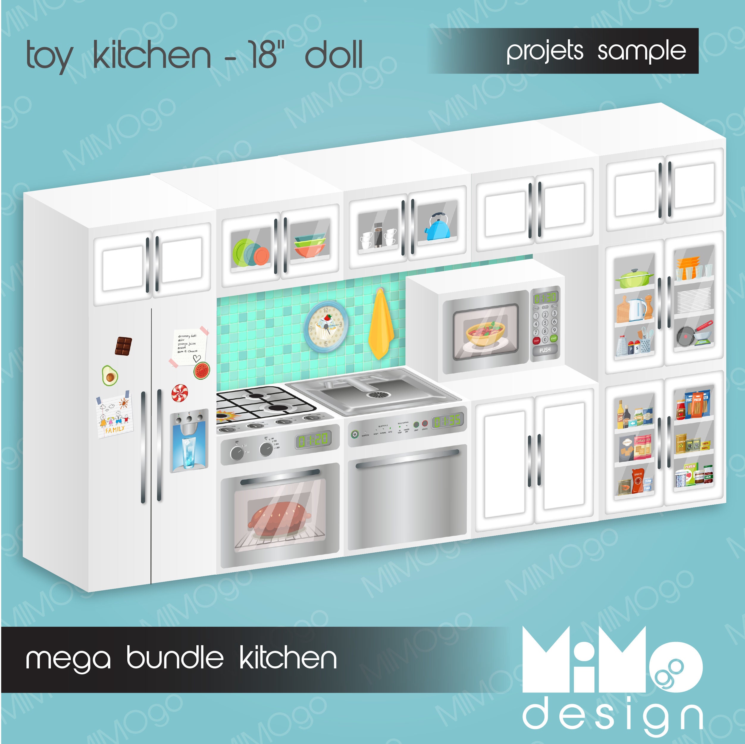Mega Bundle Kitchen Printable Toy for 18 Dolls DIGITAL DOWNLOAD JPG ...