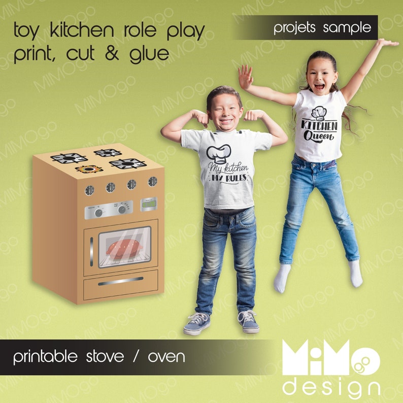 Kitchen Printable Toy Pretend Play With Individual Burners and Oven ...