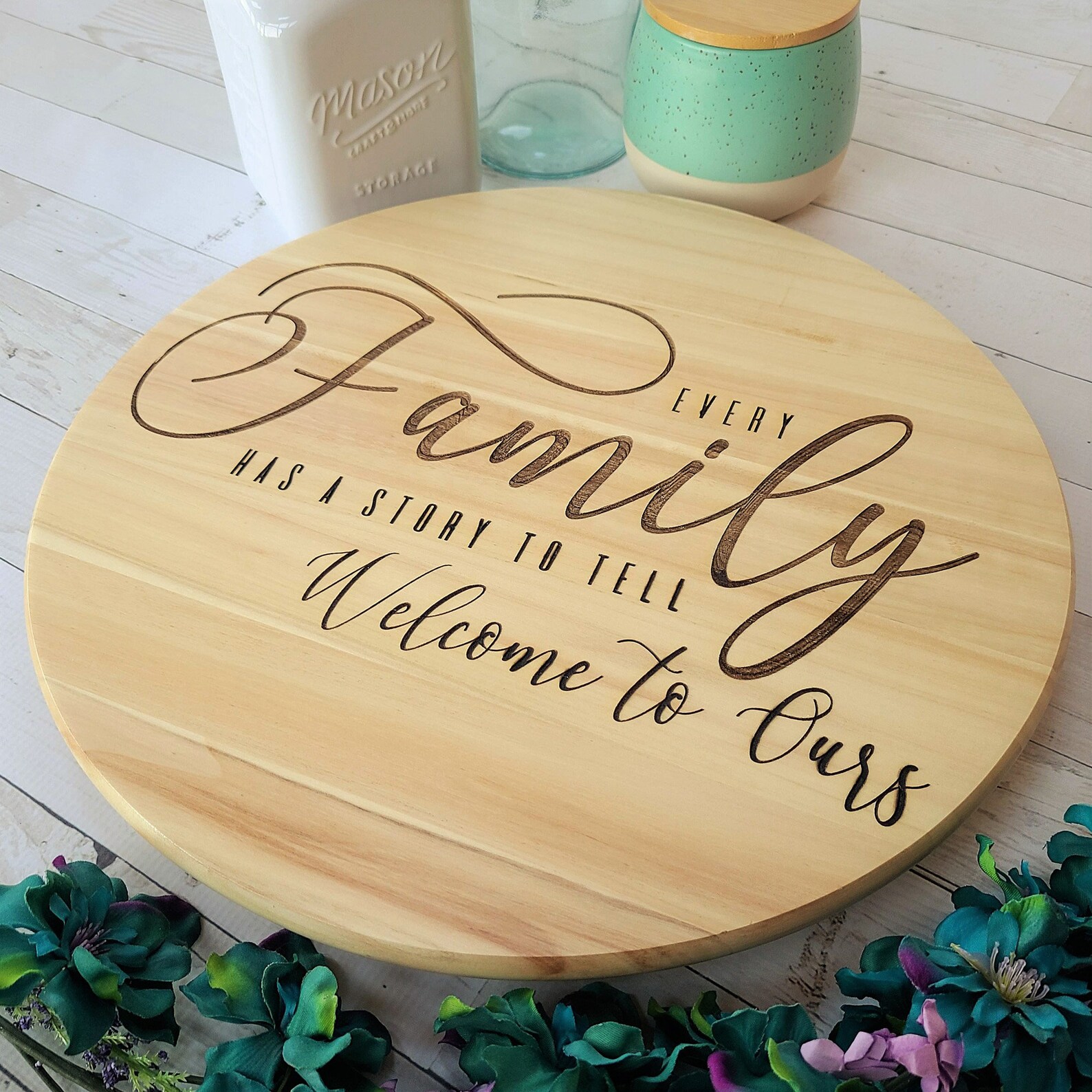 Buy Engraved Rubberwood Lazy Susan Every Family Has A Story Online in ...
