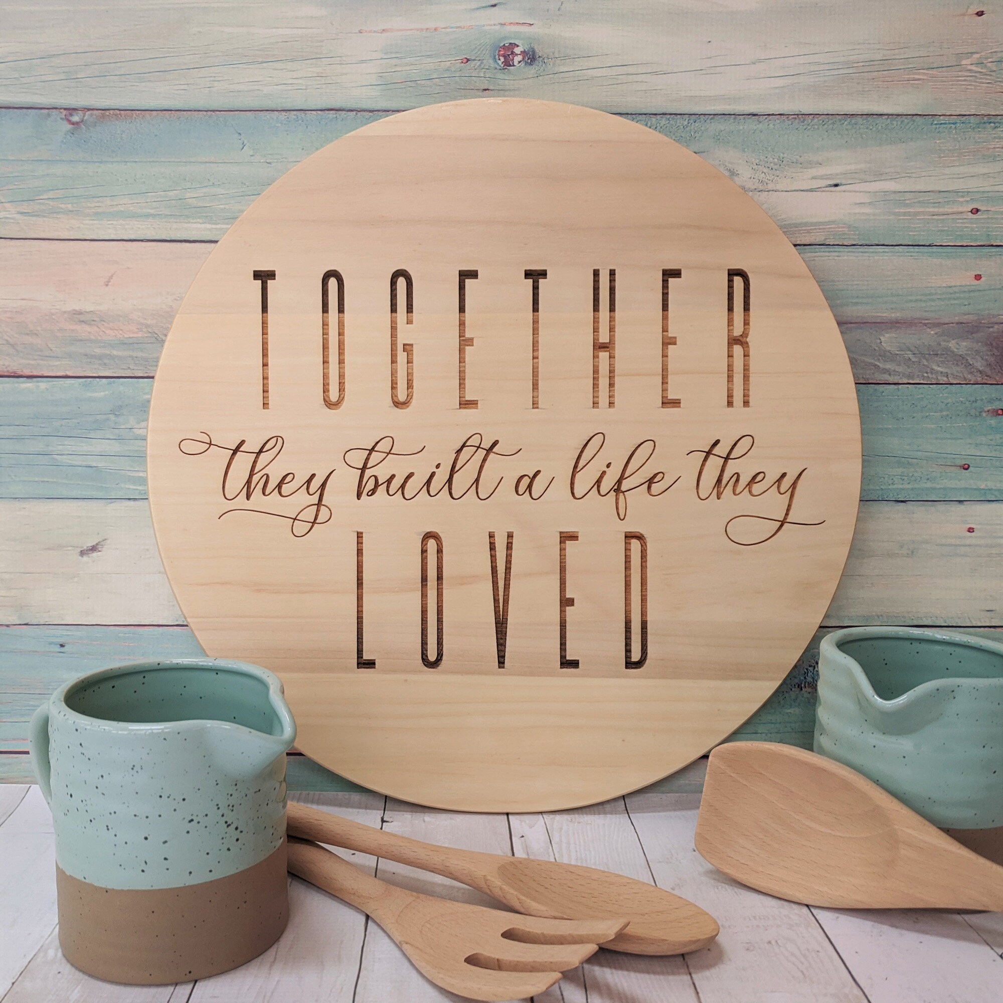 Engraved Rubberwood Lazy Susan Together They Built A Life - Etsy UK
