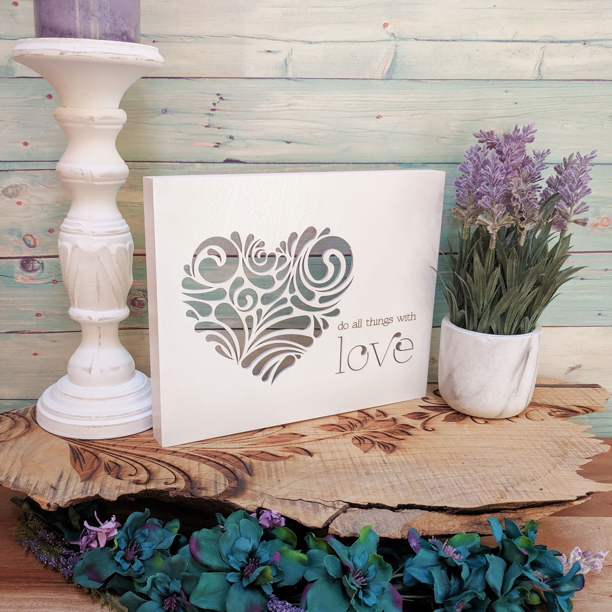 Wood Canvas Wall Art Decor Do All Things With Love With Heart - Etsy