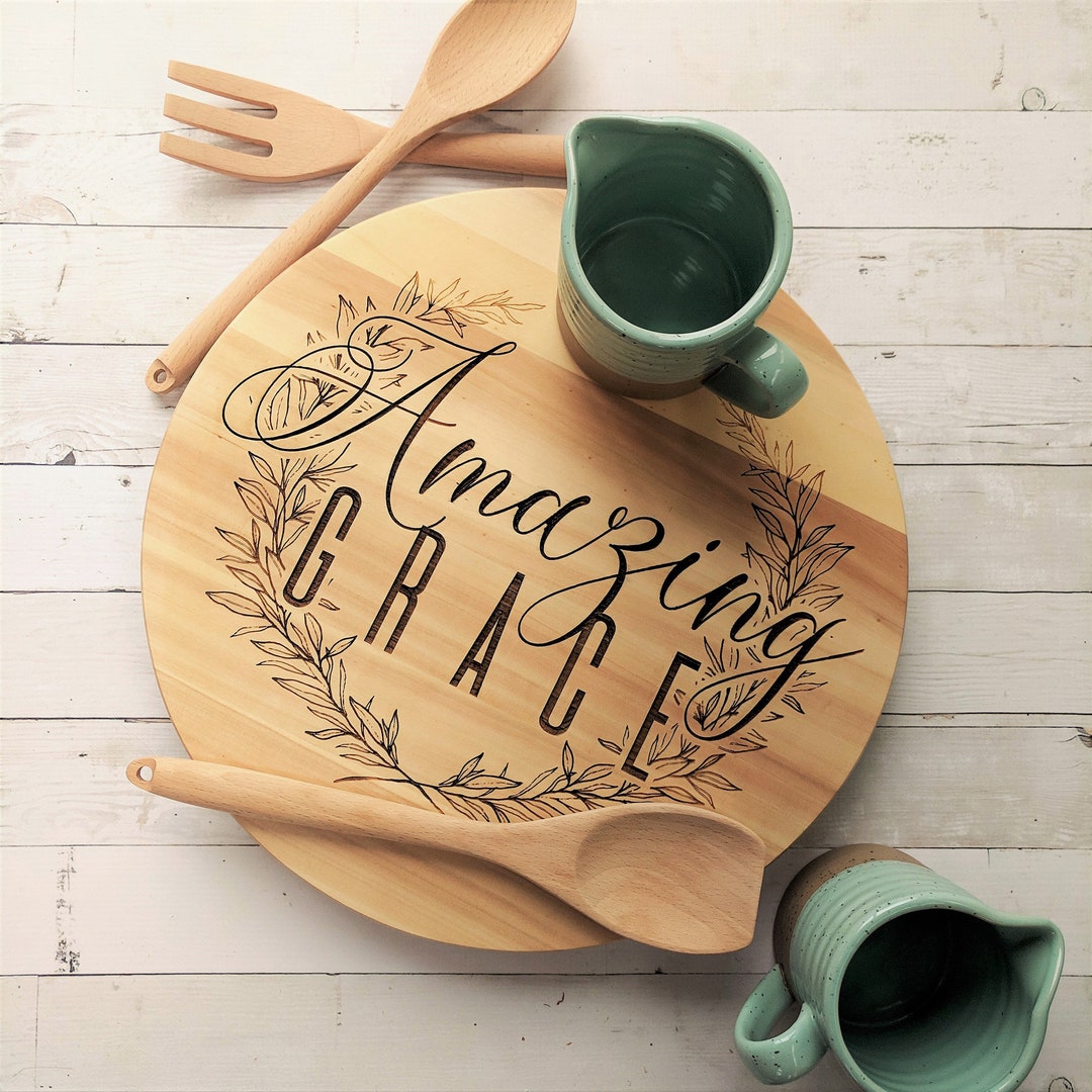 Engraved Rubberwood Lazy Susan- Amazing Grace - Etsy Engraved Rubberwood Lazy Susan- Amazing Grace - Etsy