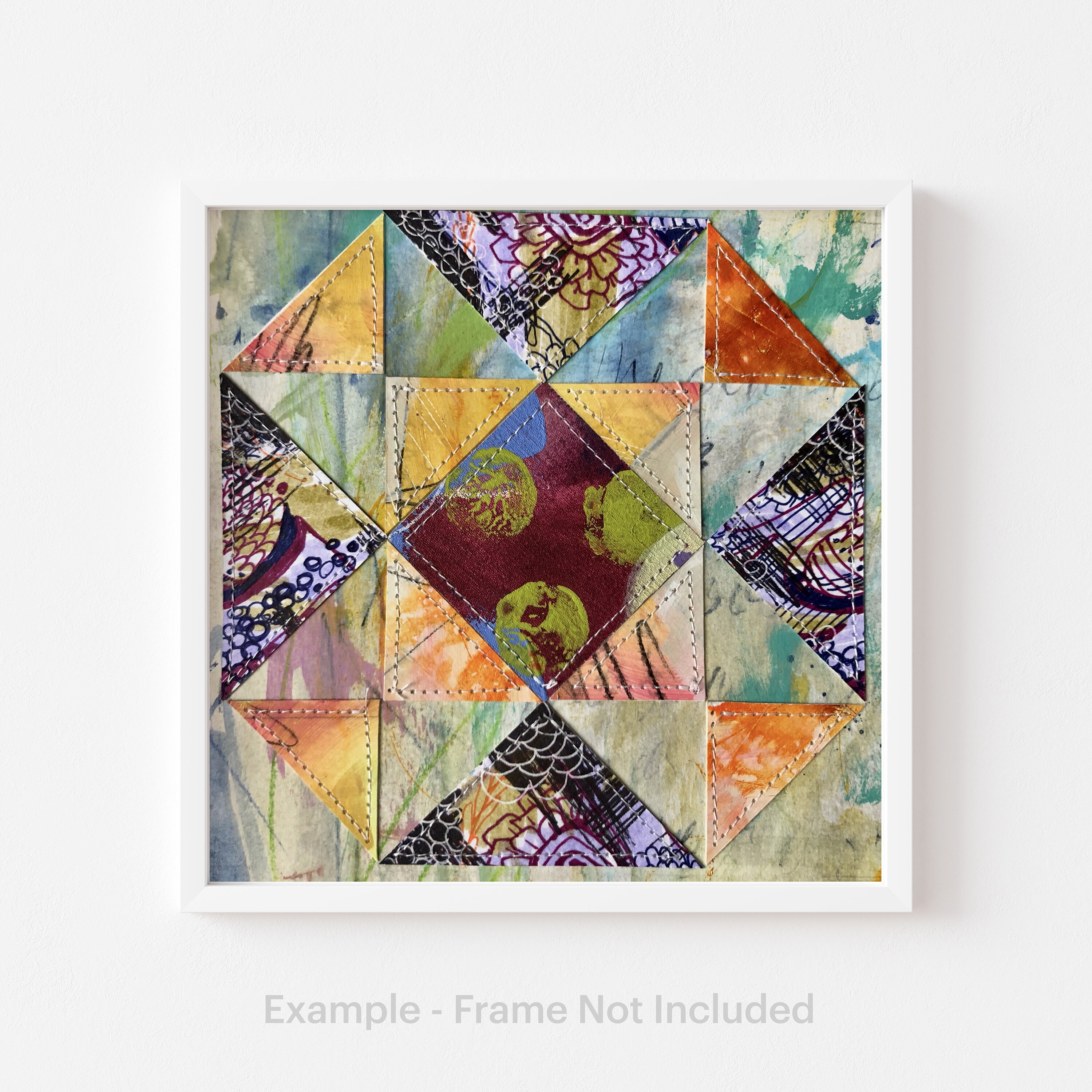 Paper Quilt Block Collage; Hand-painted Quilted Paper; "hour Glass ...