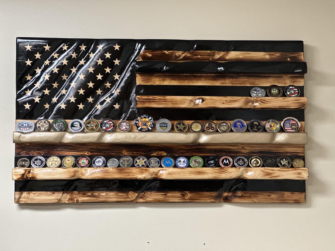 Wood Challenge Coin Flag Wall Decor - Etsy