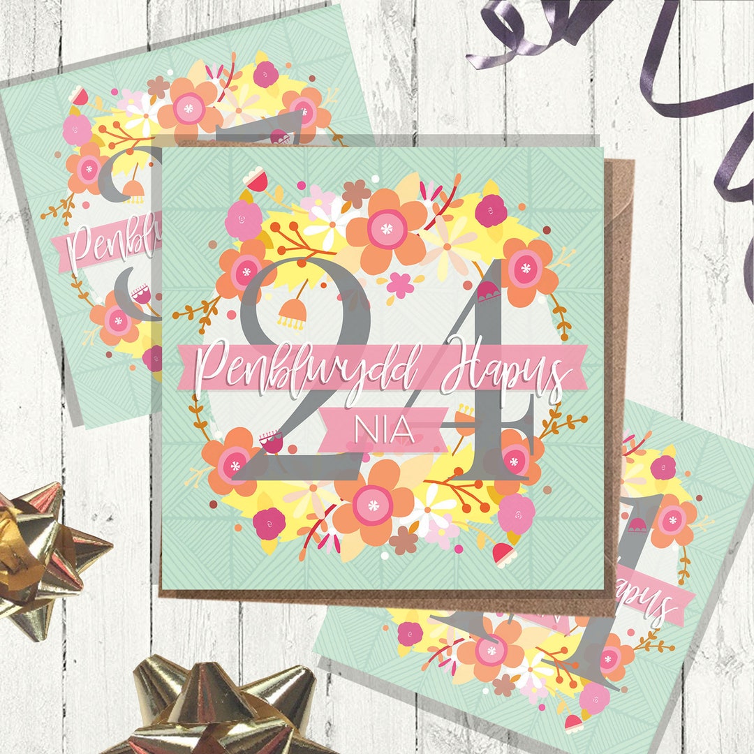 Personalised Age and Name Happy Birthday Card // Carden Oedran a Enw ...