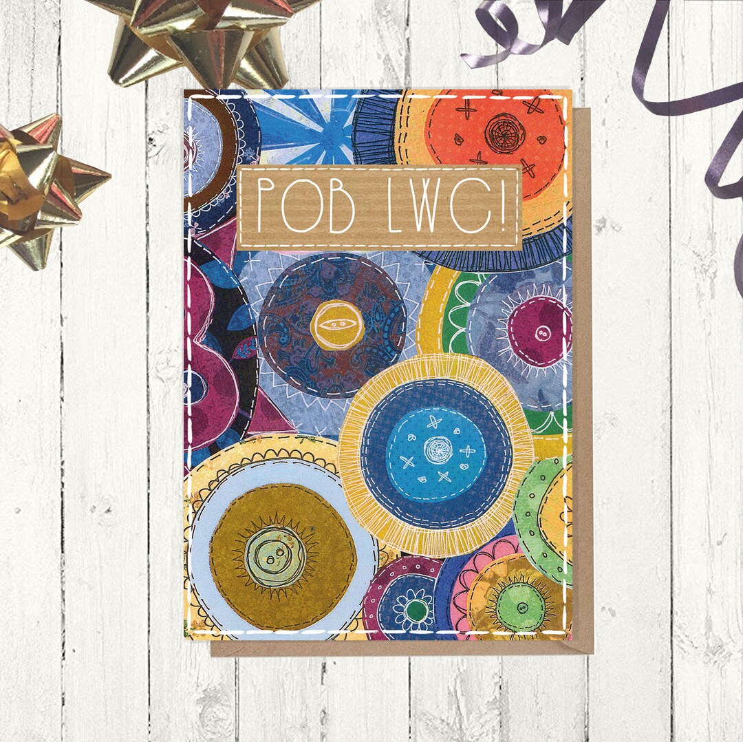 Carden Patrwm Pob Lwc A6 - Welsh Patterened Good Luck Card A6 - Etsy