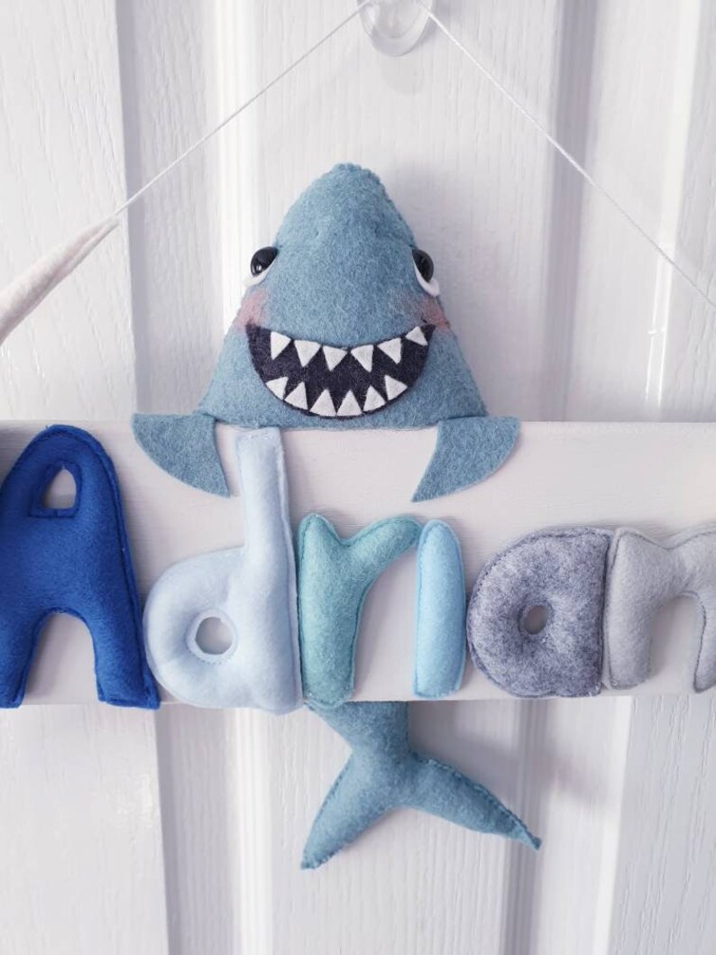 Happy Shark Name Sign Custom Child Name Sign Felt Letters - Etsy