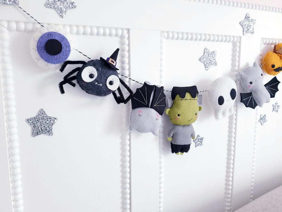 Handmade Halloween Garland: Spooky Stitched Characters - Etsy