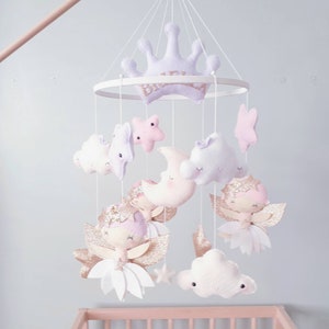 Princess Mobile - Fairy Mobile - Baby Mobile Girl- Pink Mobile - Cloud ...