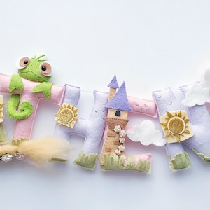 Rapunzel Name Bunting - Felt Name - Name Sign - Felt Letters - Princess ...