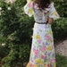 Vintage Floral 70s Angel Sleeves Maxi Dress Flowers Boho Bohemian Small 1970s UK 8 EU 36 US 6 ...
