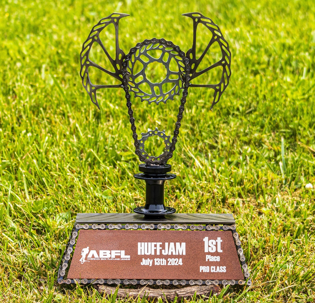 Bicycle Art Trophy " Double Cog With Wings Large Metal Laser Engraved ...