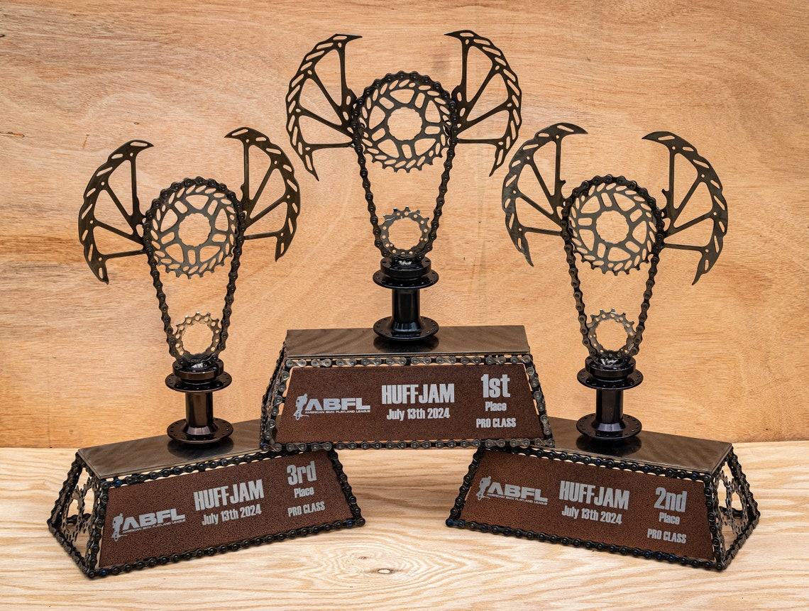 Bicycle Art Trophy Double Cog With Wings Large Metal Laser Engraved ...