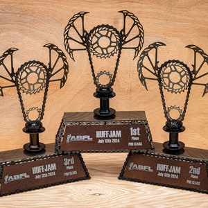 Bicycle Art Trophy " Double Cog With Wings Large Metal Laser Engraved ...