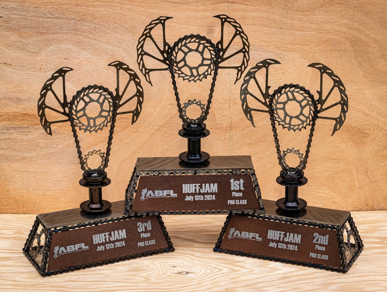 Bicycle Art Trophy " Double Cog With Wings Large Metal Laser Engraved ...
