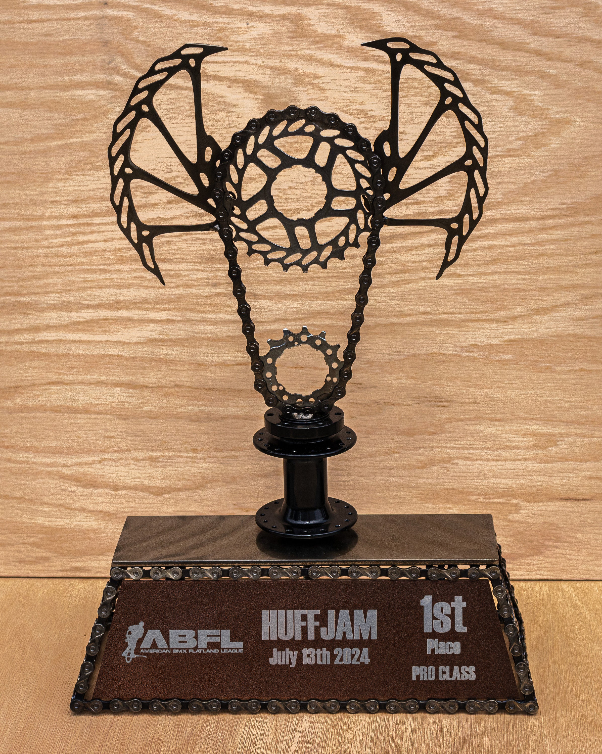 Bicycle Art Trophy " Double Cog With Wings Large Metal Laser Engraved ...