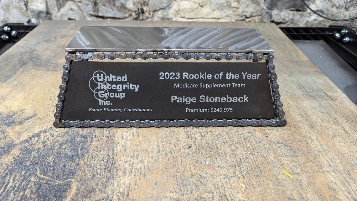 Bicycle Art Trophy Double Cog With Wings Large Metal Laser Engraved ...