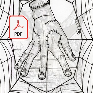 addams family hand coloring page