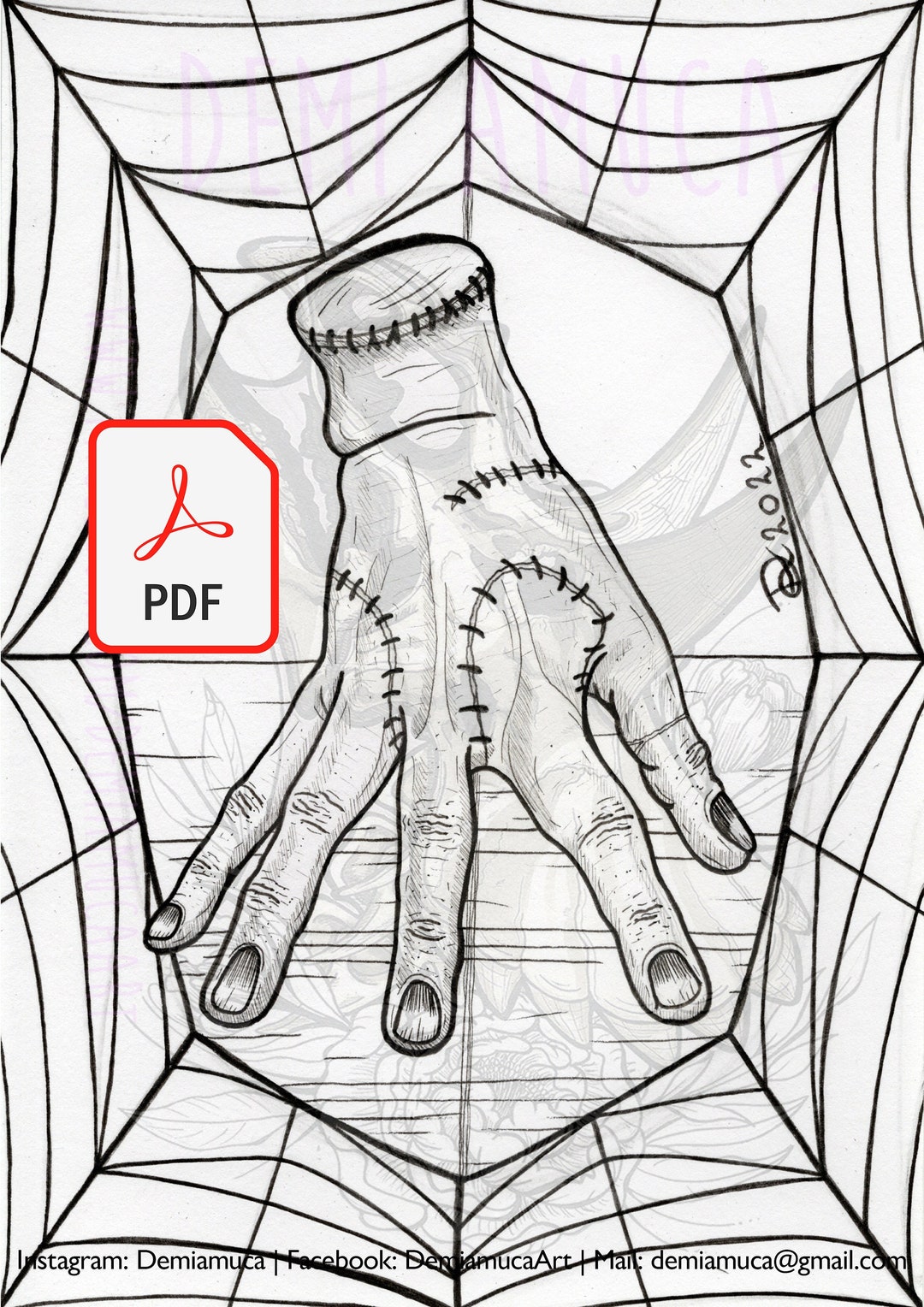 Coloring Page | Thing | Addams | Wednesday | Hand - Etsy