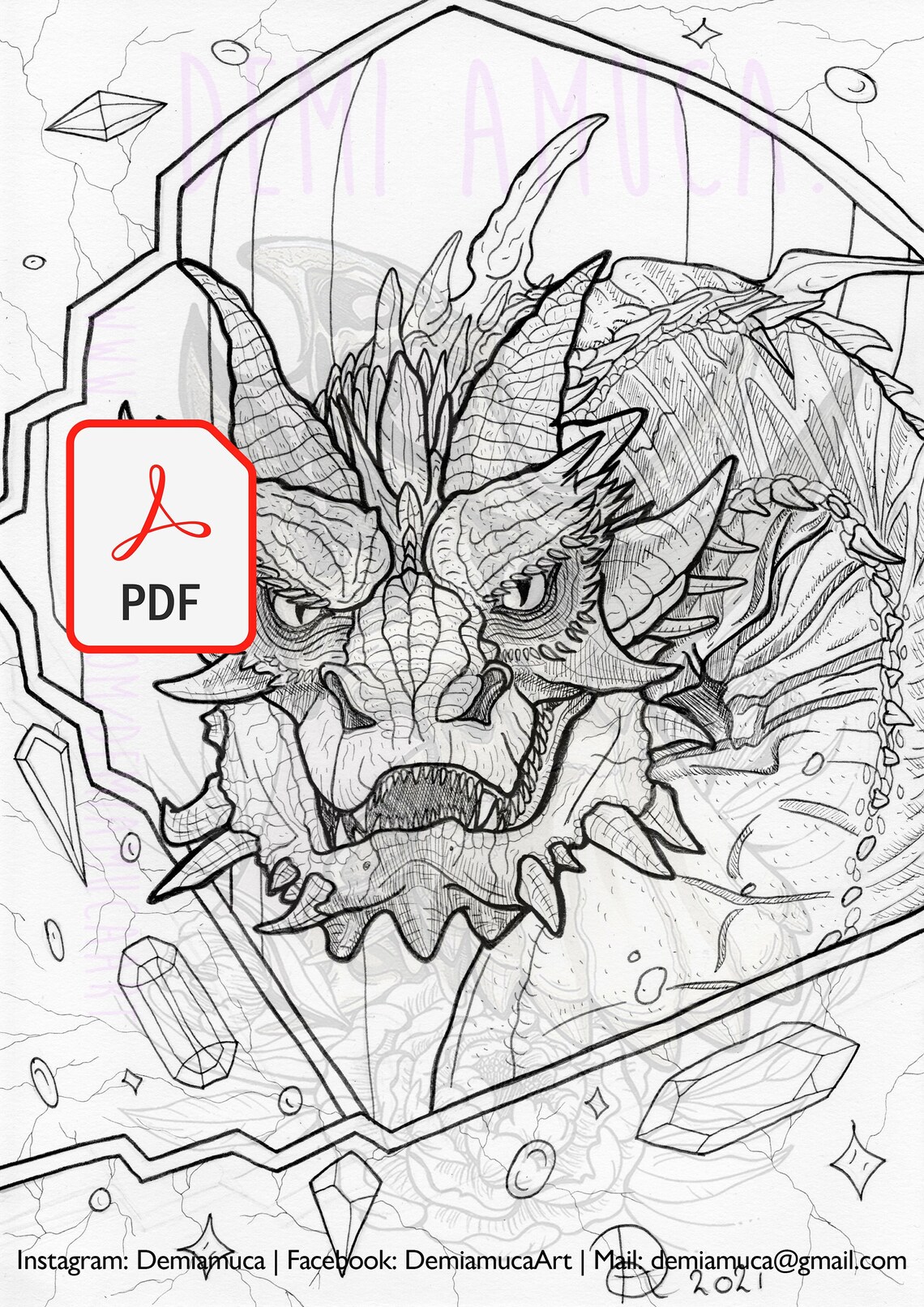 Coloring Page | Smaug the Terrible | Dragon | the Hobbit | Fire - Etsy