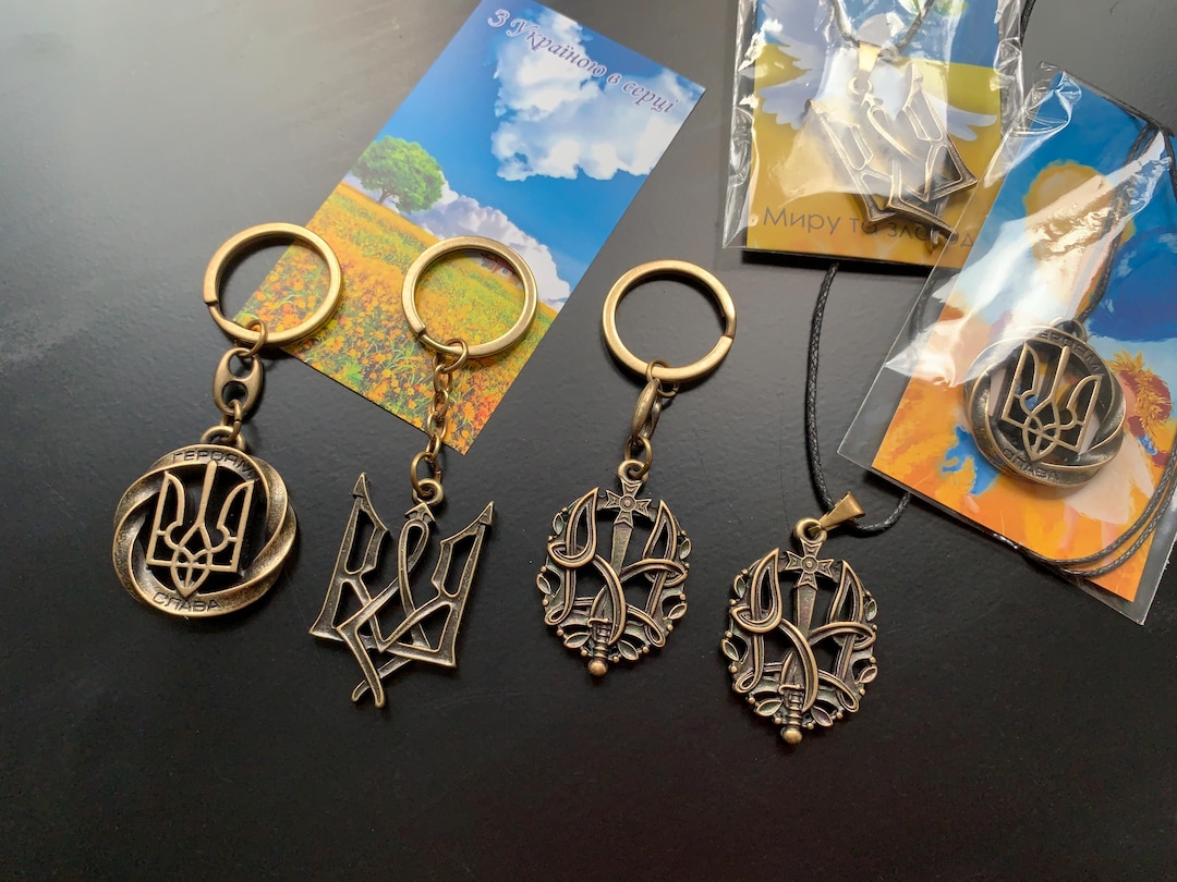 Ukrainian Keychain With Trident 6 Models, Ukrainian Tryzub, Ukraine ...