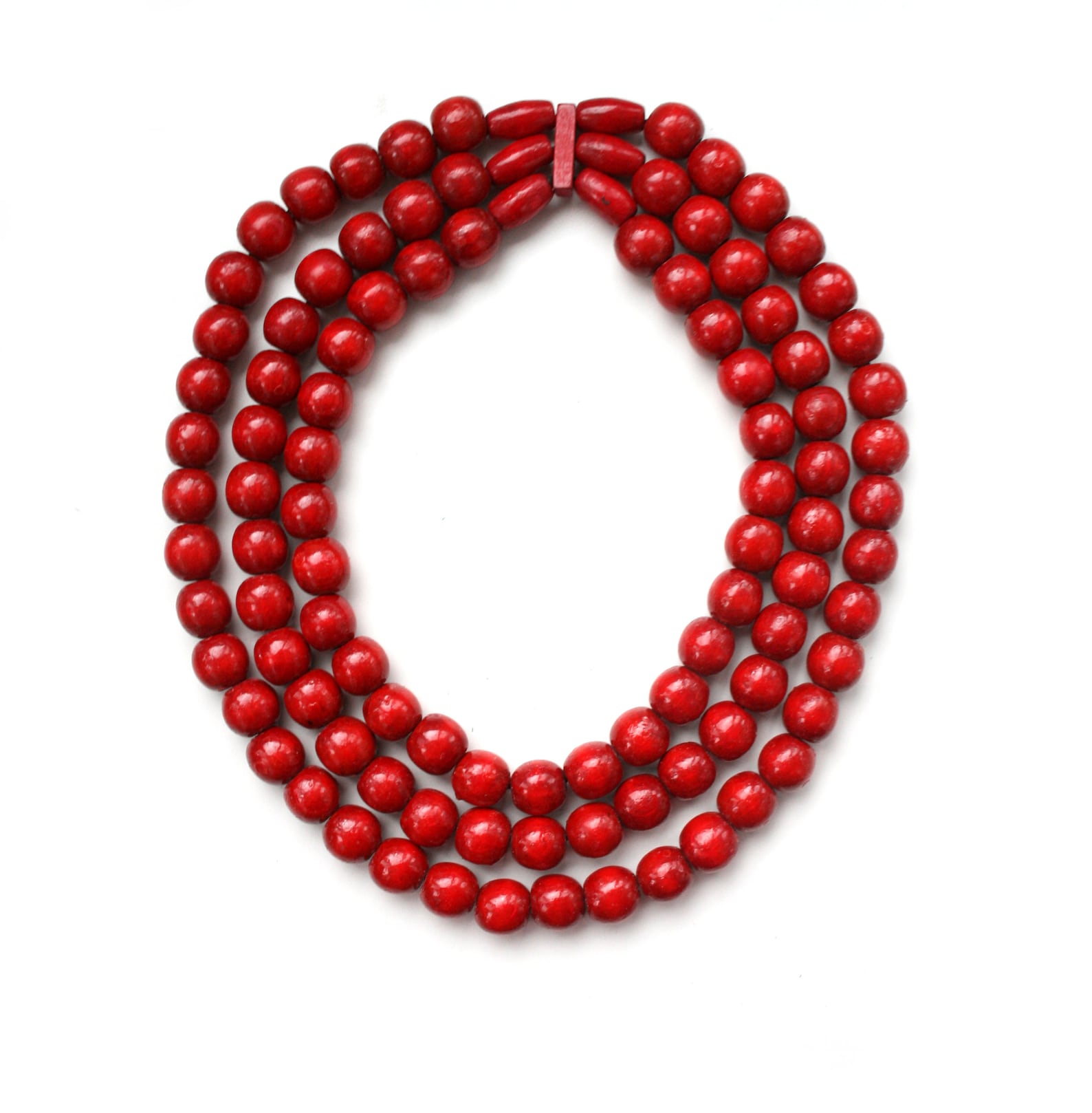 Chunky red necklace Red beaded necklace multistrand | Etsy