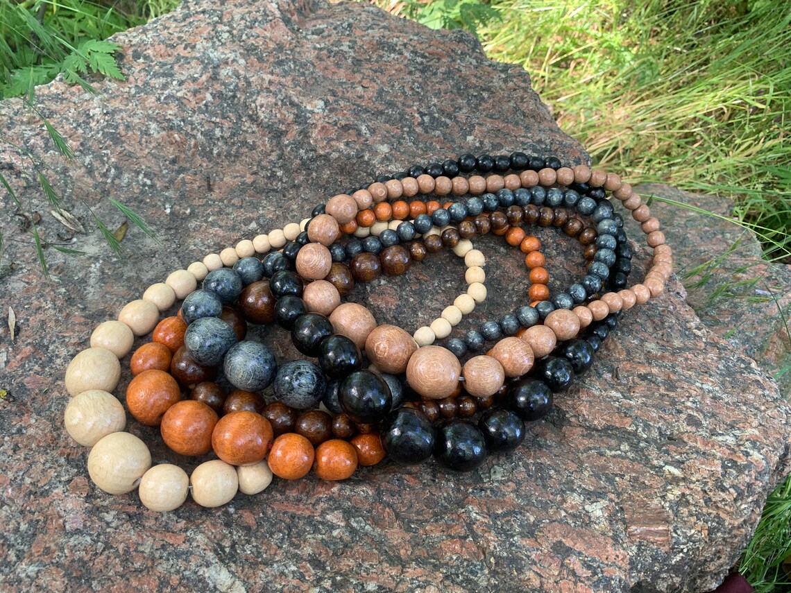 Chunky Wood Bead Necklace - Statement Large Natural Beads Jewelry - Etsy