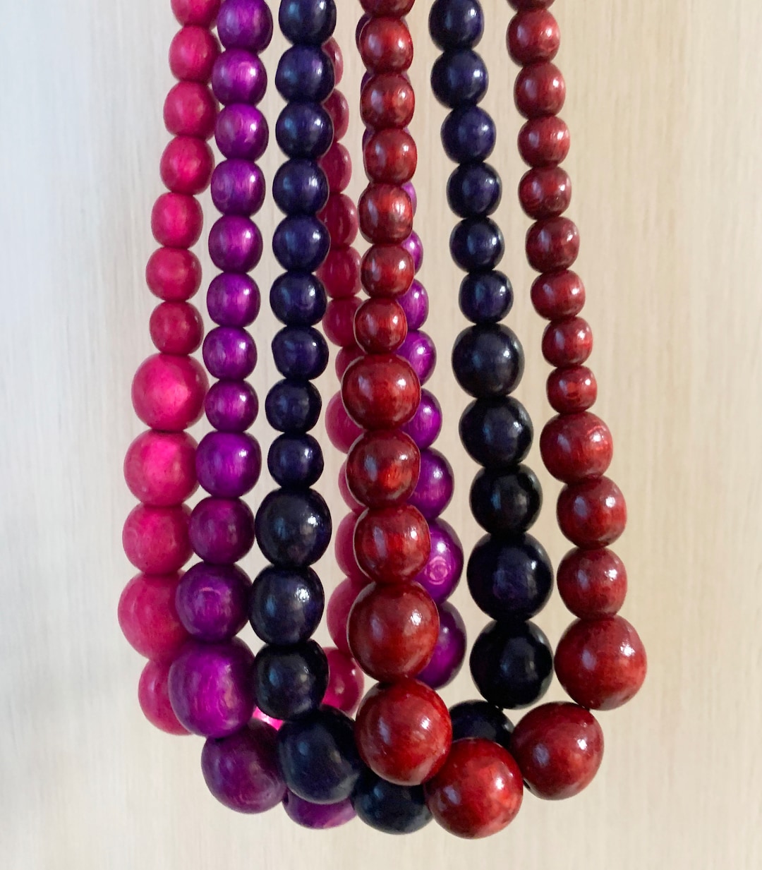 Chunky Wooden Bead Necklace, Simple Bold Statement Wood Jewelry for ...