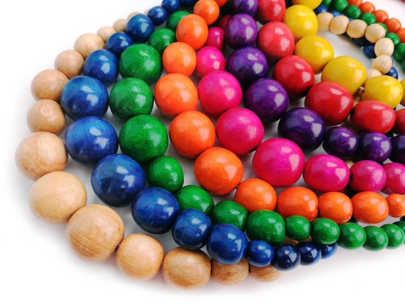 Graduated Wood Bead Necklace - Handmade Chunky Statement Jewelry With ...