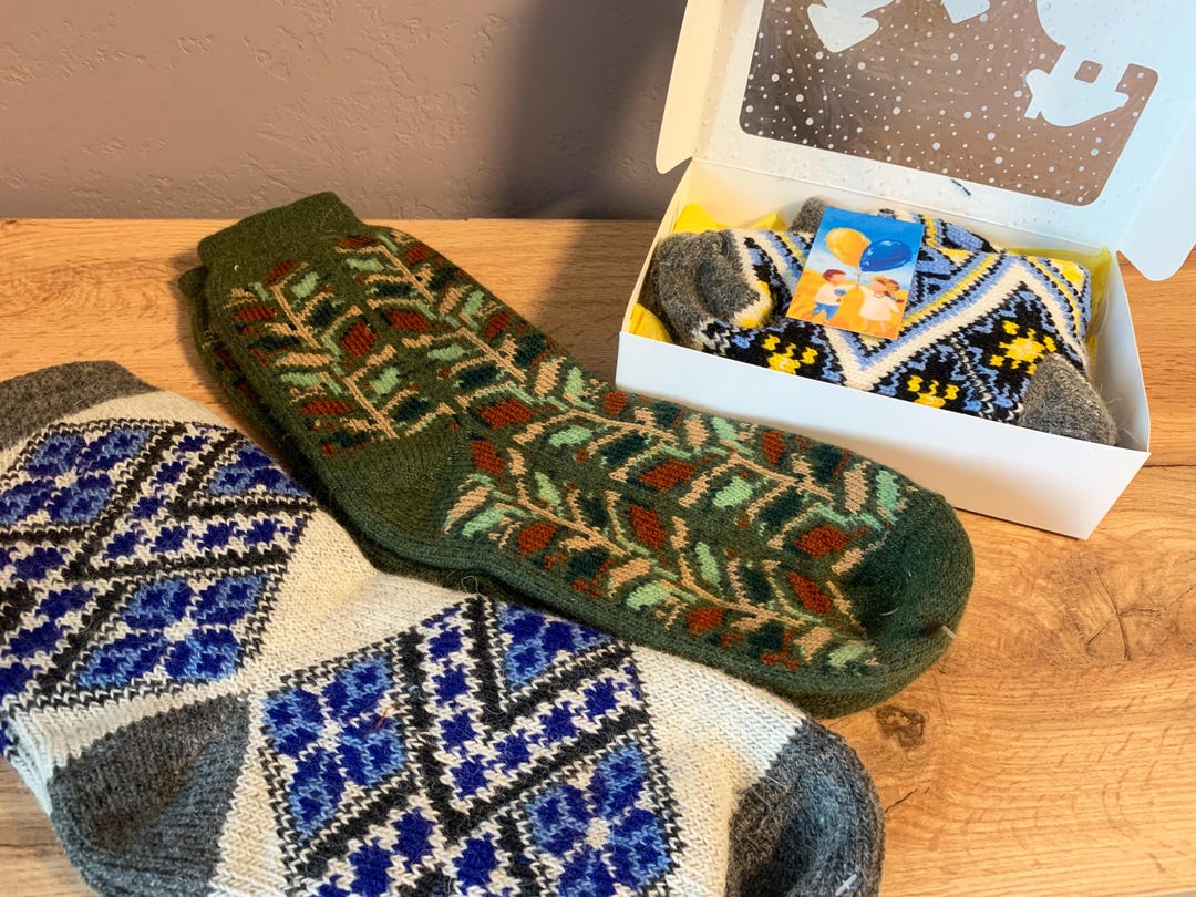 Ukrainian Warm Wool Socks in Gift Box – Cozy Traditional Socks ...