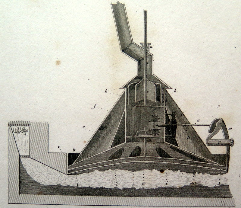 1852 Original Distillation Section Machine Steel Print, Antique ...