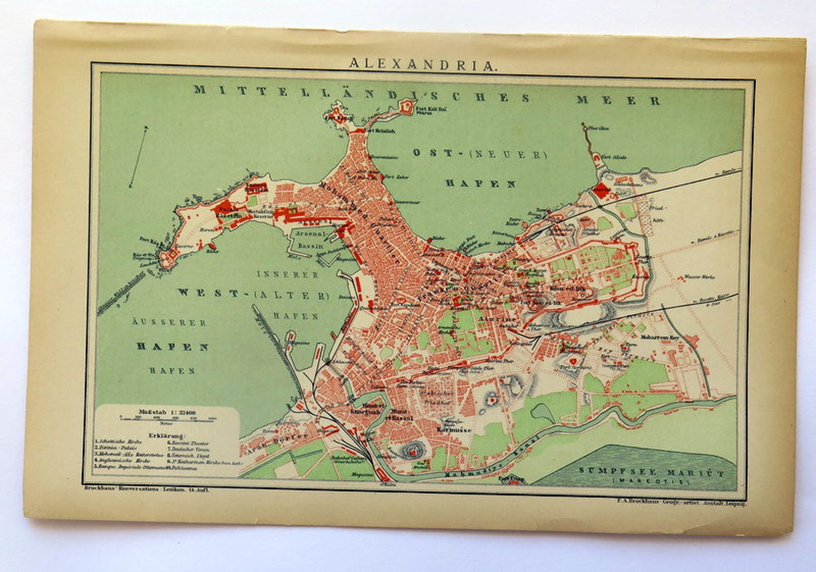 1904 Antique Map Print of Alexandria City, Years Old Vintage Engraving ...