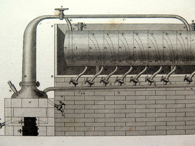 1852 Distillation Machine Fine Steel Engraving, Original Antique ...