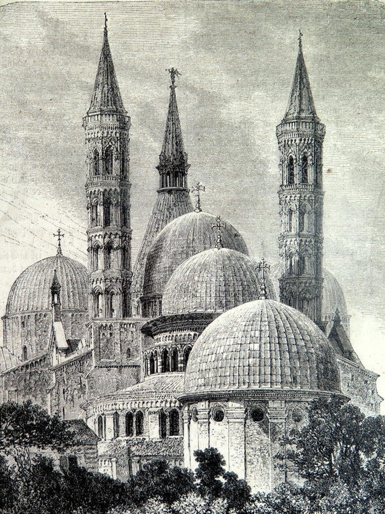 1864 Ancient Roman Catholic church engraving antique Basilica | Etsy