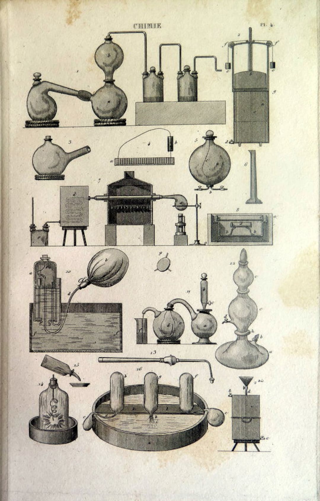 Antique French Chemistry Laboratory Print, Vintage Original 1852 ...