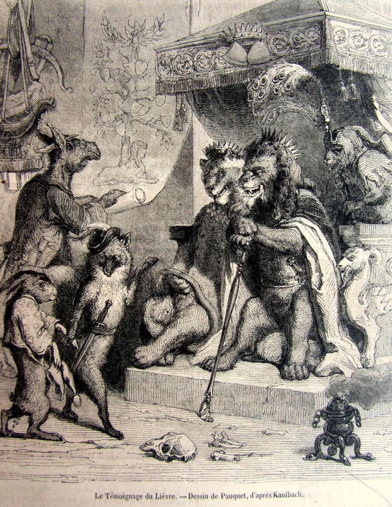 Allegorical Tales of Goethe Print, 1857 Curious Antique Scene of ...